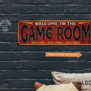Welcome to the Game Room Sign Family Rec Room Board Games Pool ...