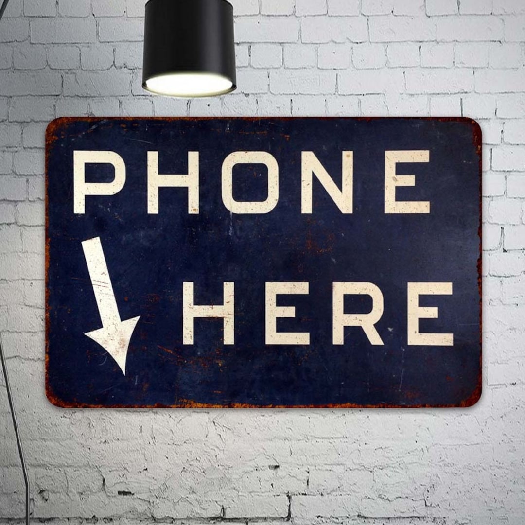 Phone Here Sign, Phone Booth Wall Art, Telephone Sign, Vintage Signs ...