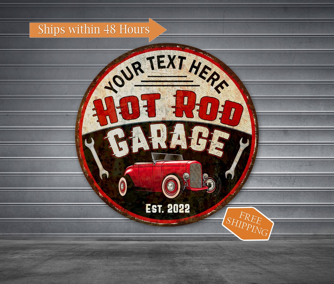 Personalized Hot Rod Garage Sign, Garage Sign, Auto Shop Decor, Den ...