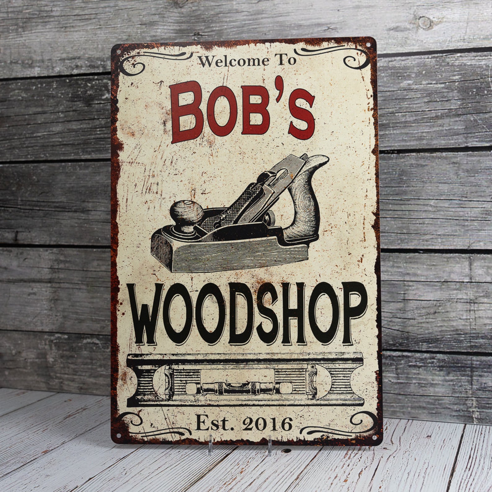 Personalized Woodshop Sign Man Cave Metal Sign Dad - Etsy