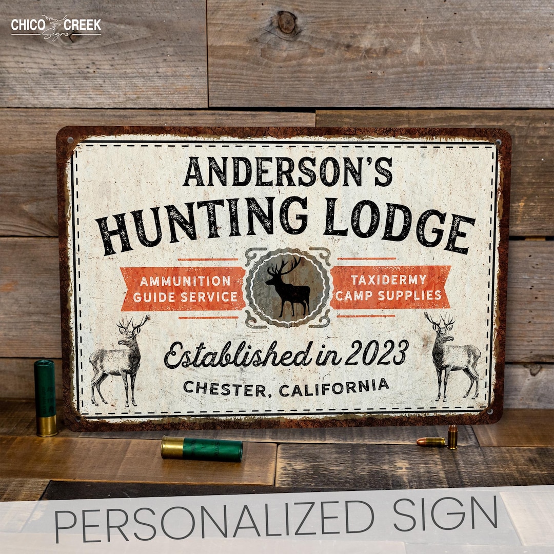 Custom Hunting Lodge Sign, Cabin Decor, Personalized Gifts, Hunter Gift ...
