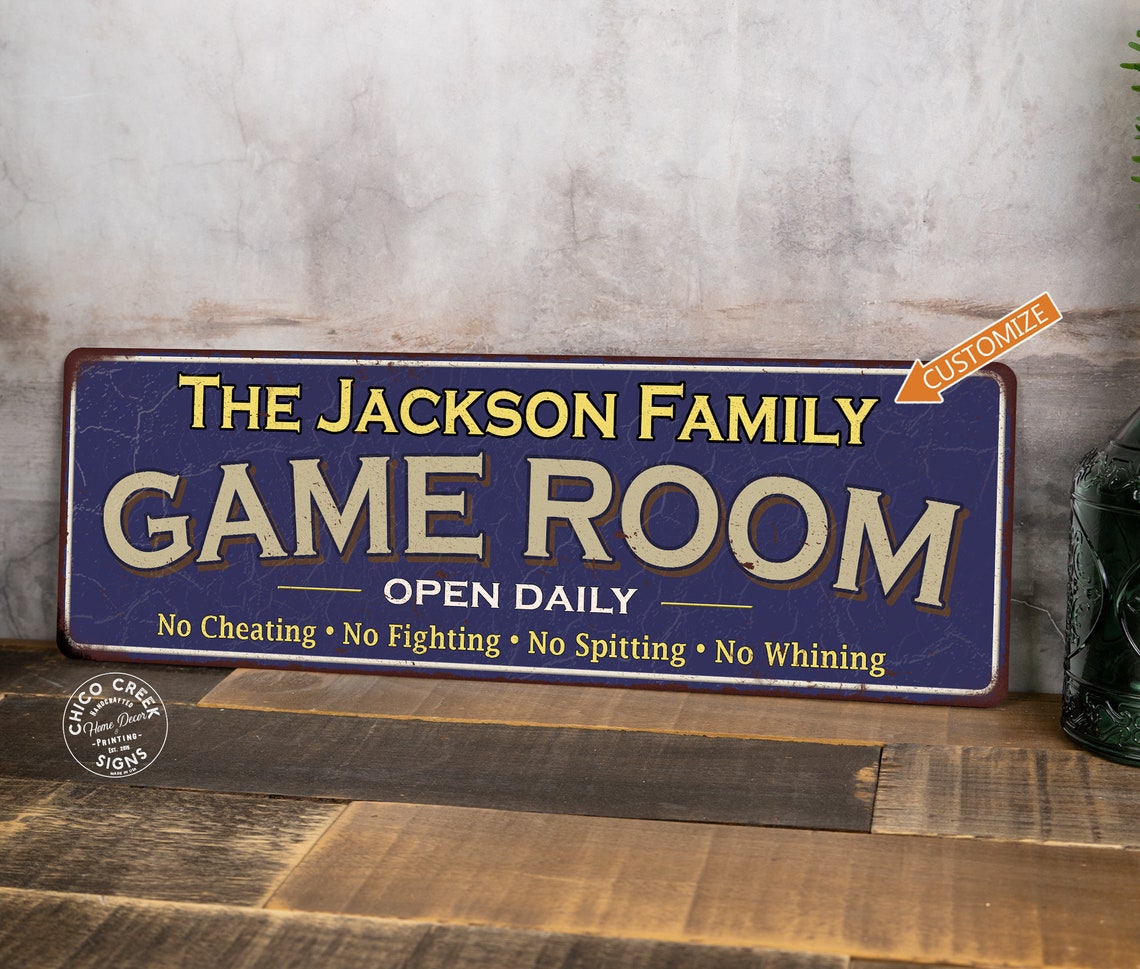Personalized Game Room Sign Rec Room Card Room Billiard Room - Etsy