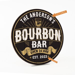 Custom Wood Sign Bourbon Bar Sign Personalized Signs Bar Decor for Home ...