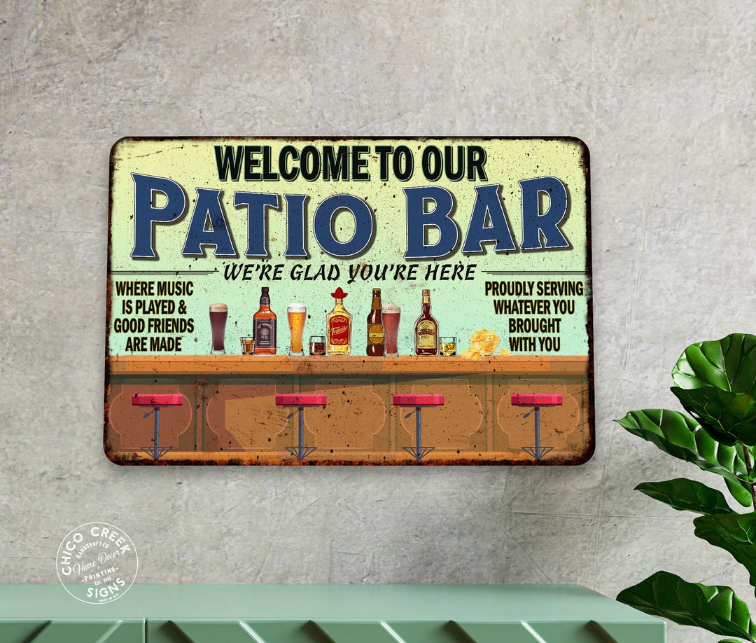 Welcome Patio Bar Sign, Backyard Decor, Patio Beer Sign, Outdoor Bar ...