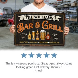 Personalized Bar & Grill Sign Outdoor Bar Sign Custom Bar Sign for Home ...