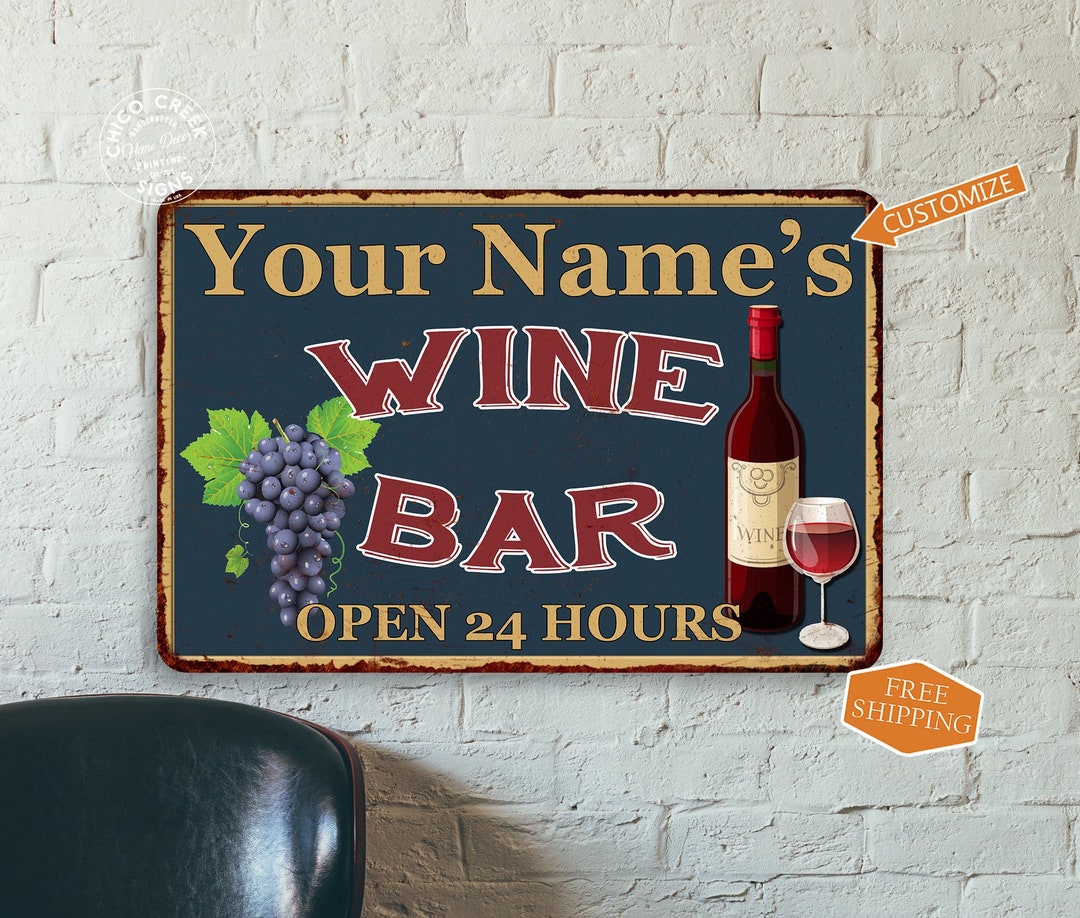 Personalized Wine Bar Sign Home Bar Cellar Kitchen Bar Wall Decor Gift ...