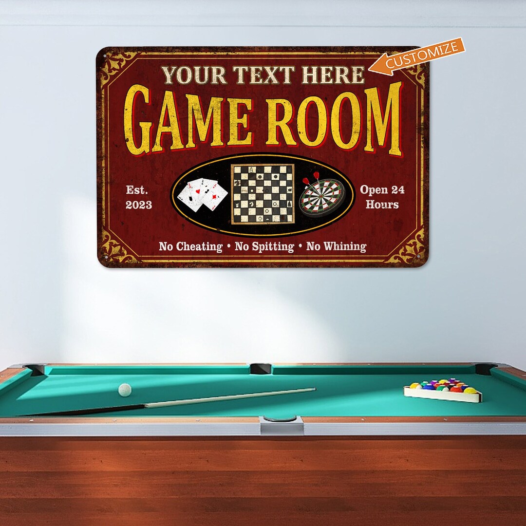 Personalized Game Room Sign Family Rec Room Sign Card Room Pool ...