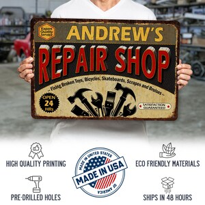 Repair Shop Sign, Personalized Signs, Mechanic Gifts, Gift for Him ...