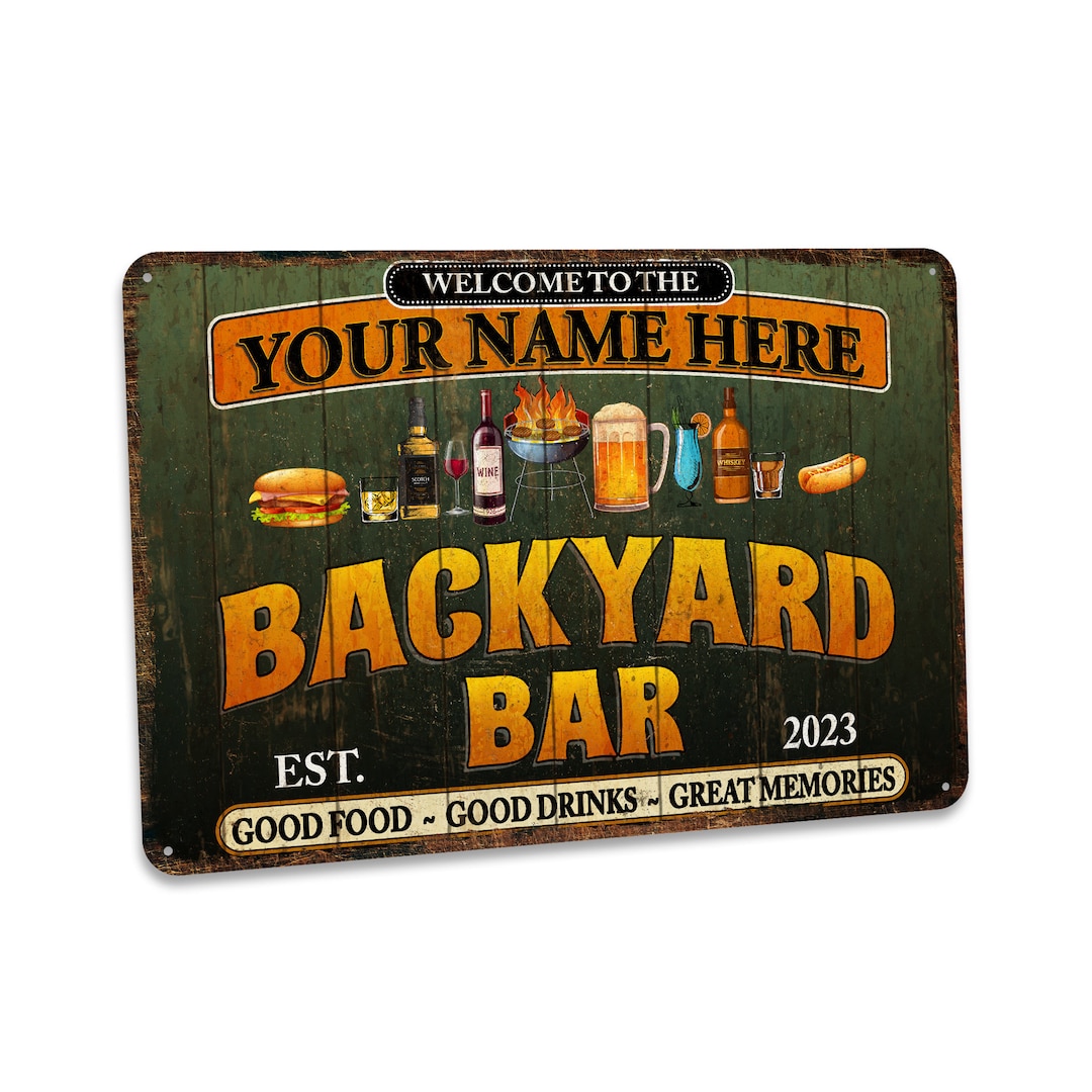 Personalized Backyard Bar Sign, Custom Metal Signs, Gift for Him, Gift ...
