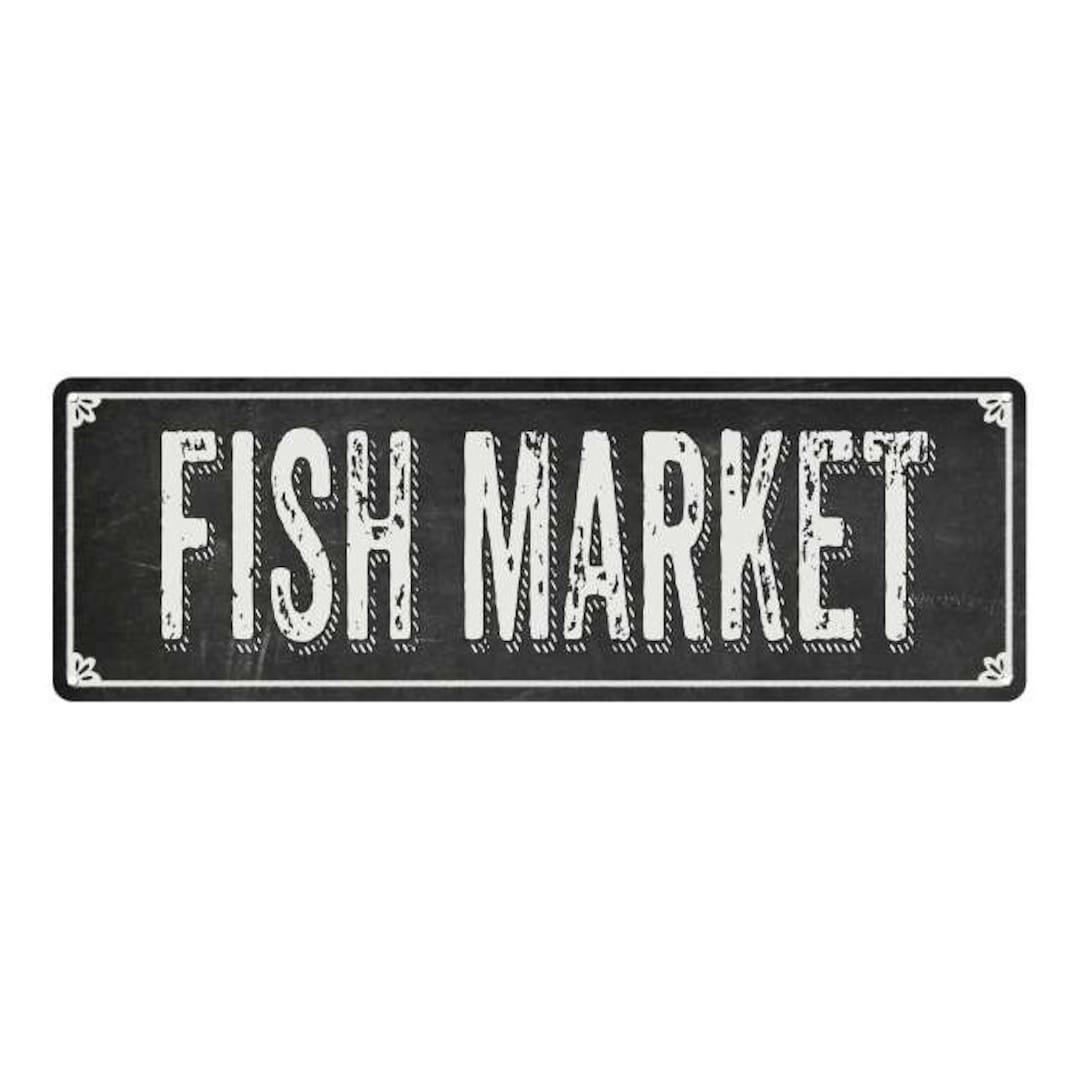 FISH MARKET Sign, Fresh Fish Shabby Chic Black Chalkboard Sign, Fishing ...
