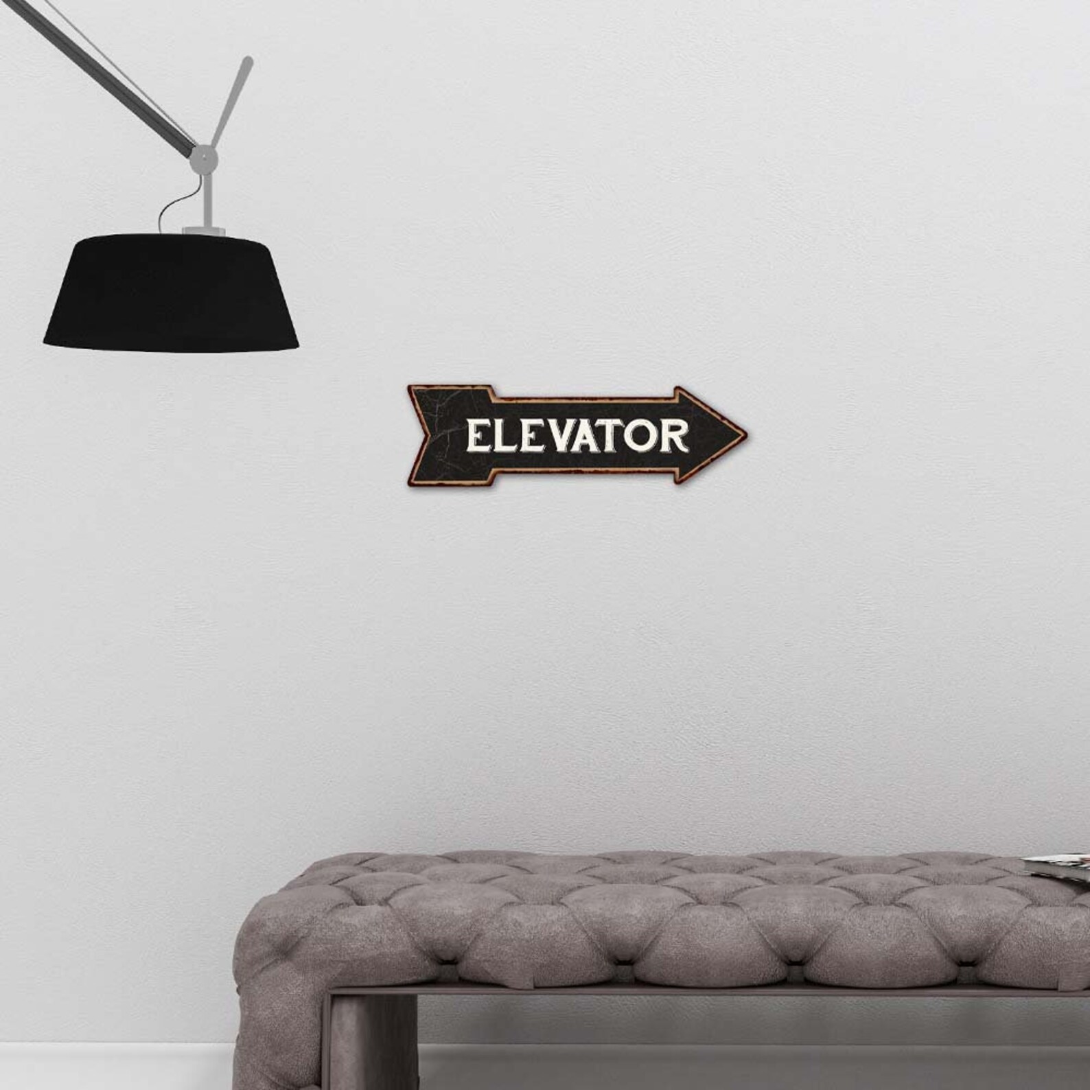 Elevator Sign, Elevator Arrow Right Sign, Elevator This Way, Vintage ...