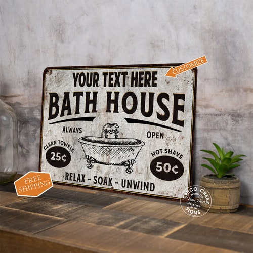 Bath House Sign Bathroom Decor Wash Room Bathroom Sign - Etsy