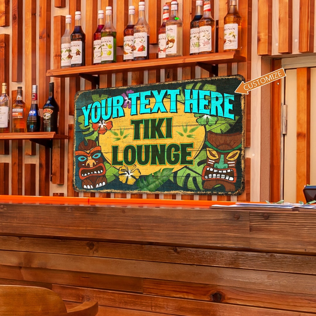 Tiki Lounge Sign Beach Sign Tiki Bar Custom Name Beach House Décor ...