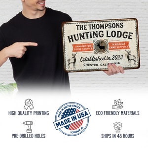 Custom Hunting Lodge Sign, Cabin Decor, Personalized Gifts, Hunter Gift ...