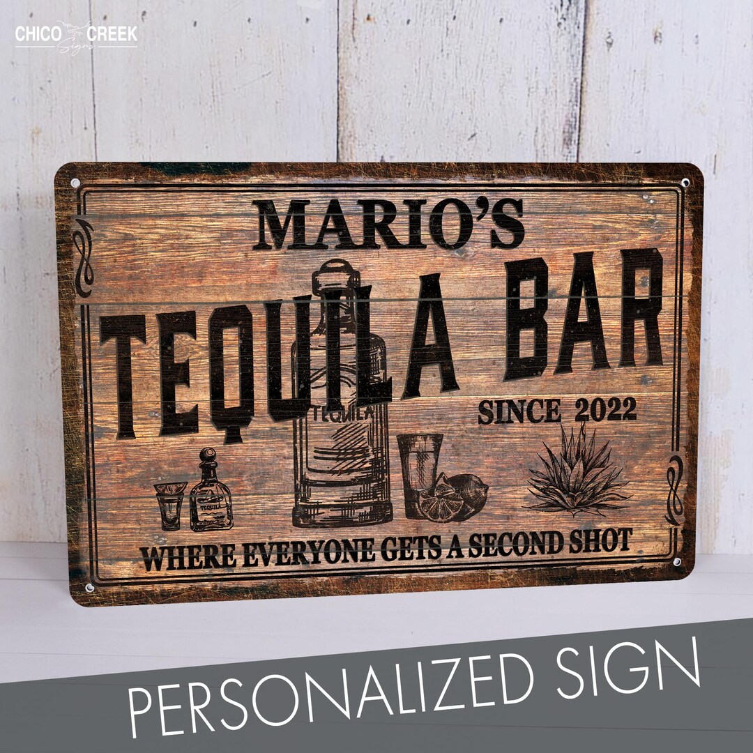 Personalized Sign, Tequila Gifts, Custom Bar Sign, Gift for Him, Gift ...