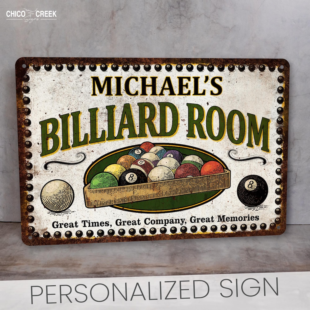 Personalized Sign, Custom Billiards Sign, Pool Room Decor, Gift for Him ...