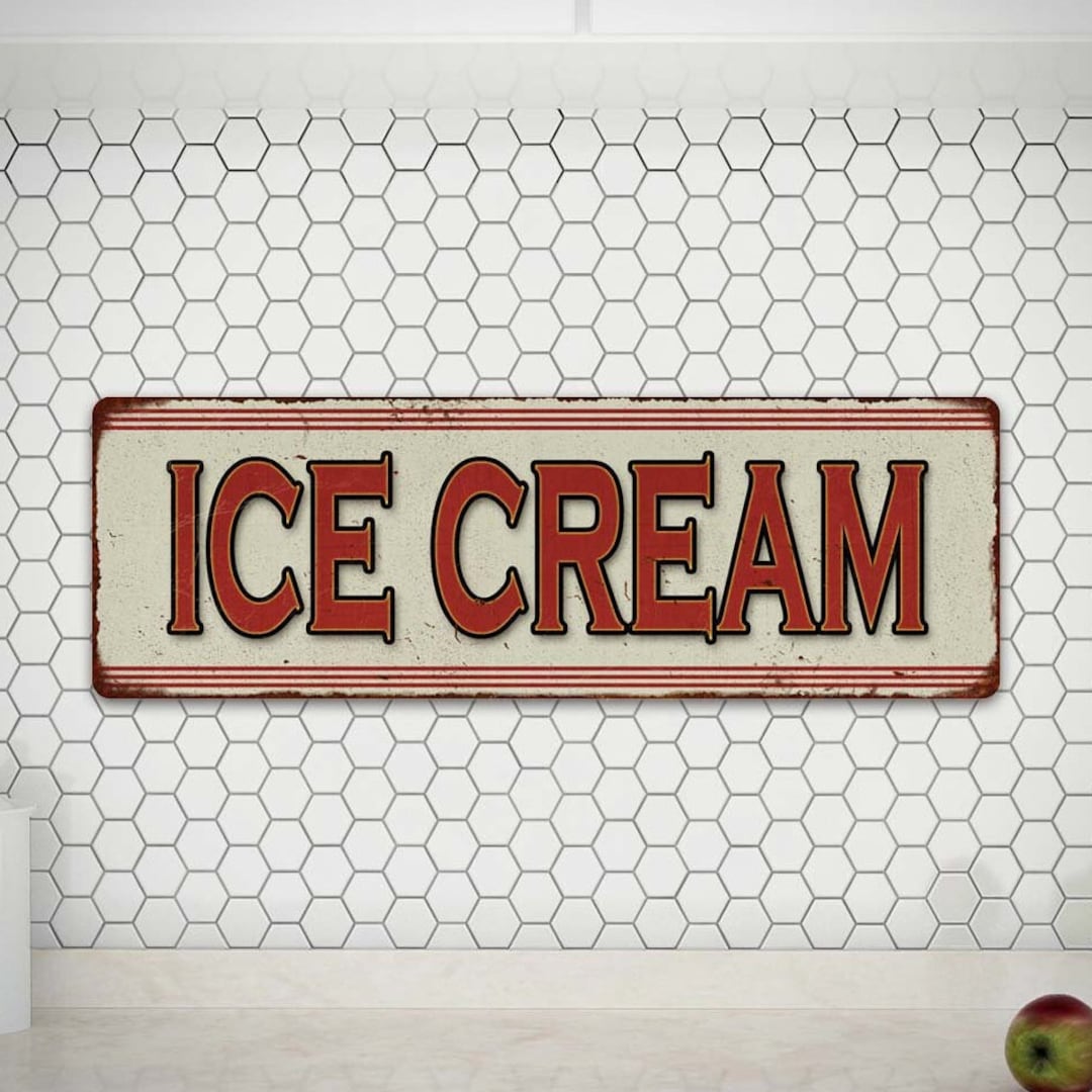 Ice Cream Sign, Vintage Looking Ice Cream Sign, Restaurant Sign, Diner ...