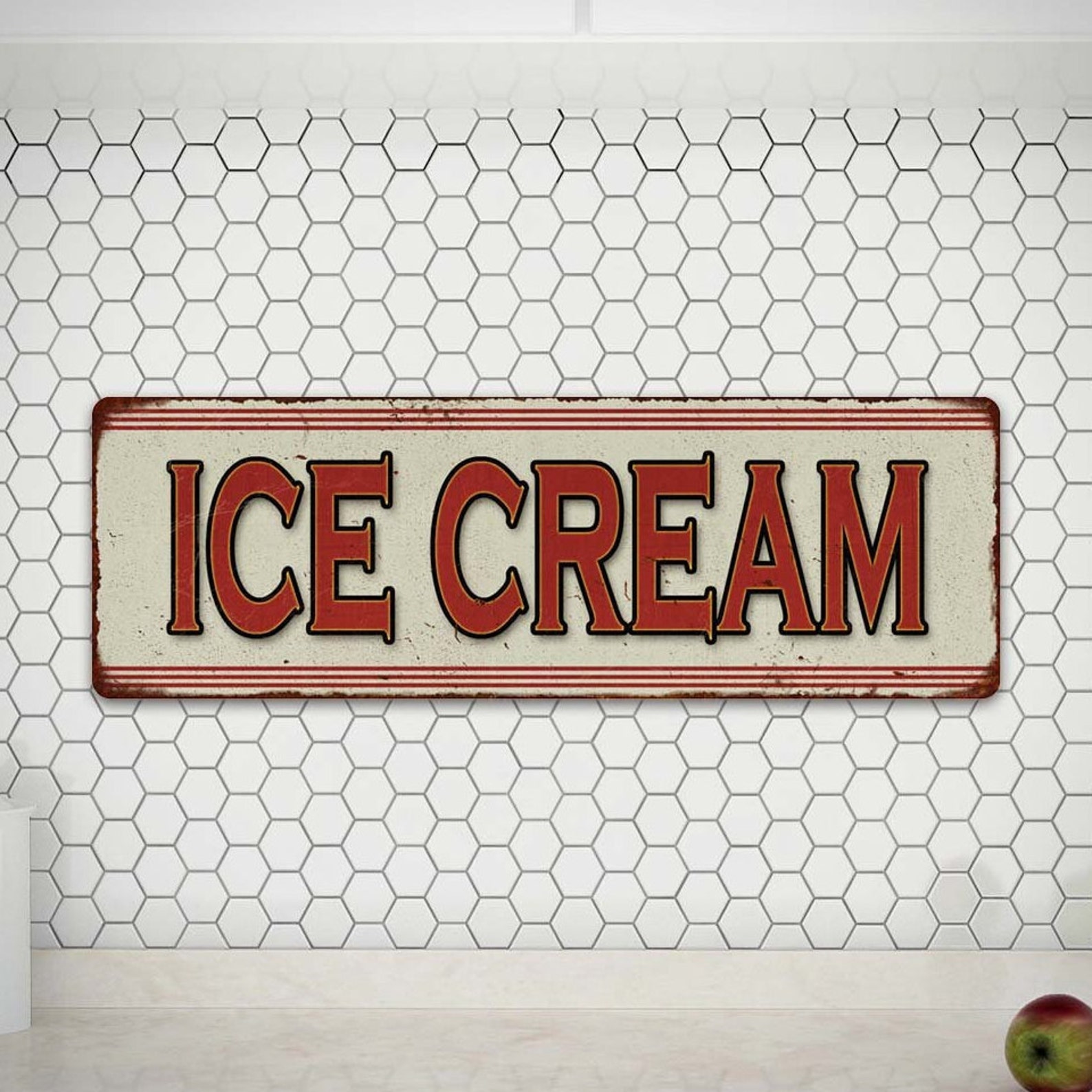 Ice Cream Sign Vintage Looking Ice Cream Sign Restaurant - Etsy