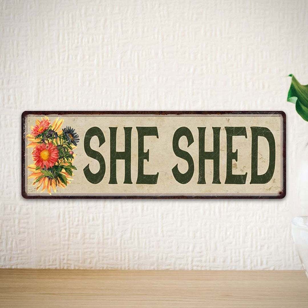 She Shed Sign, Patio Garden Vintage She Cave Decor, Diva Den Wall Art ...