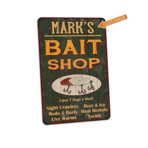 Personalized Bait Shop Sign Fishing Sign Hunting Cabin Wall Decor ...
