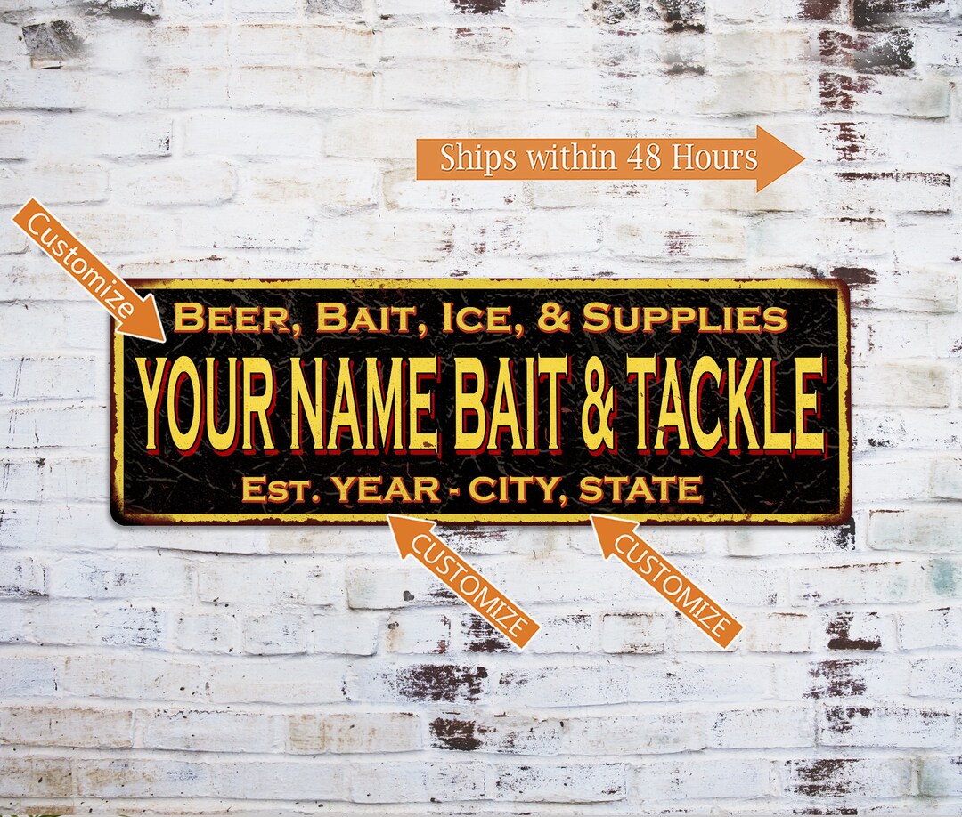 Personalized Bait and Tackle Sign, Your Name, Vintage Looking Sign ...