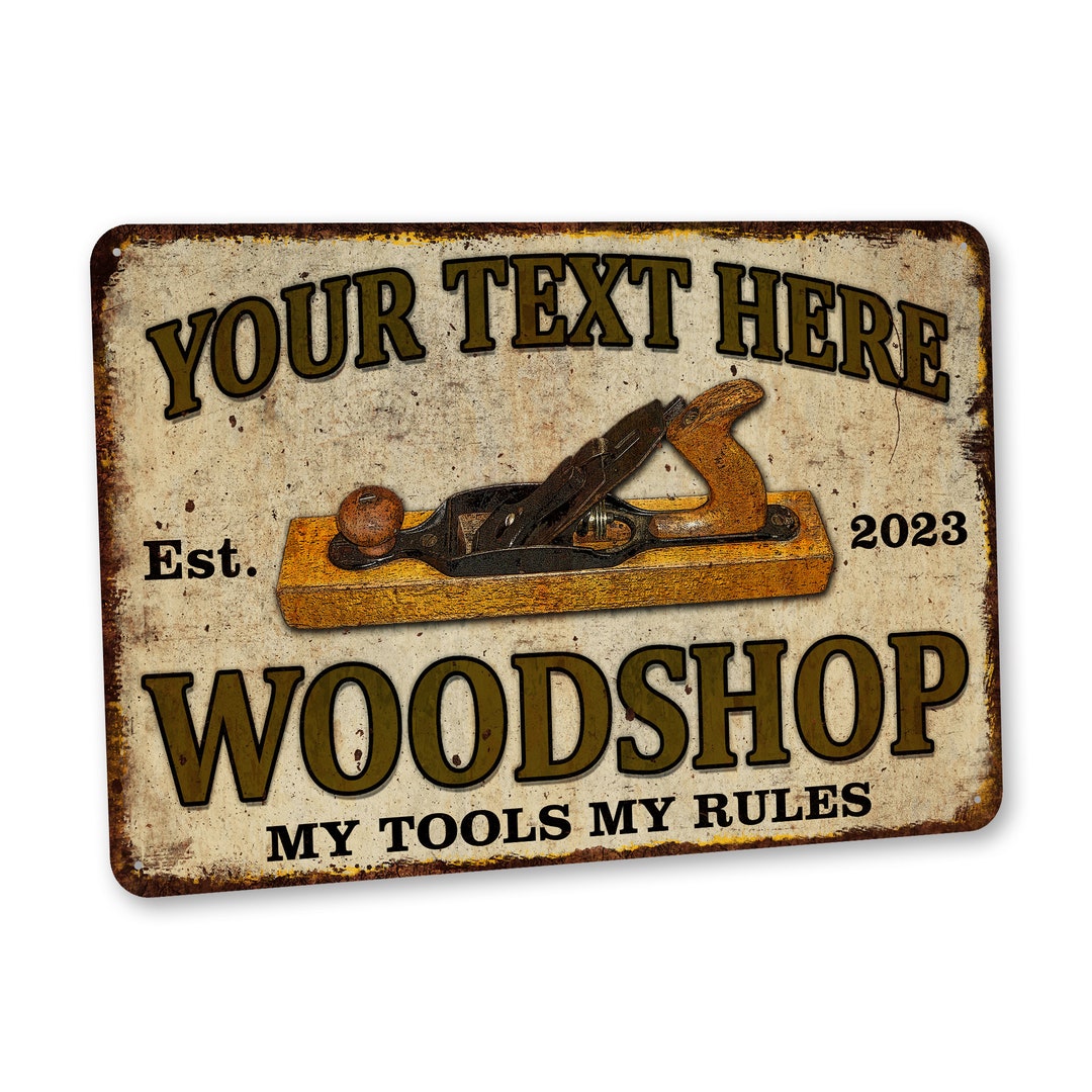 Personalized Woodshop Sign Garage Decor Carpentry Woodworker Man Cave ...