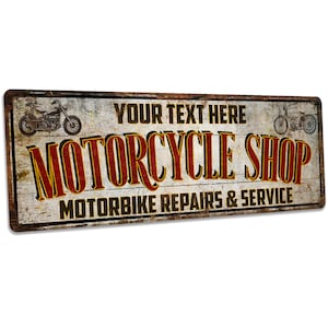Personalized Motorcycle Shop Garage Sign Mechanic Repair Motorbike Man ...