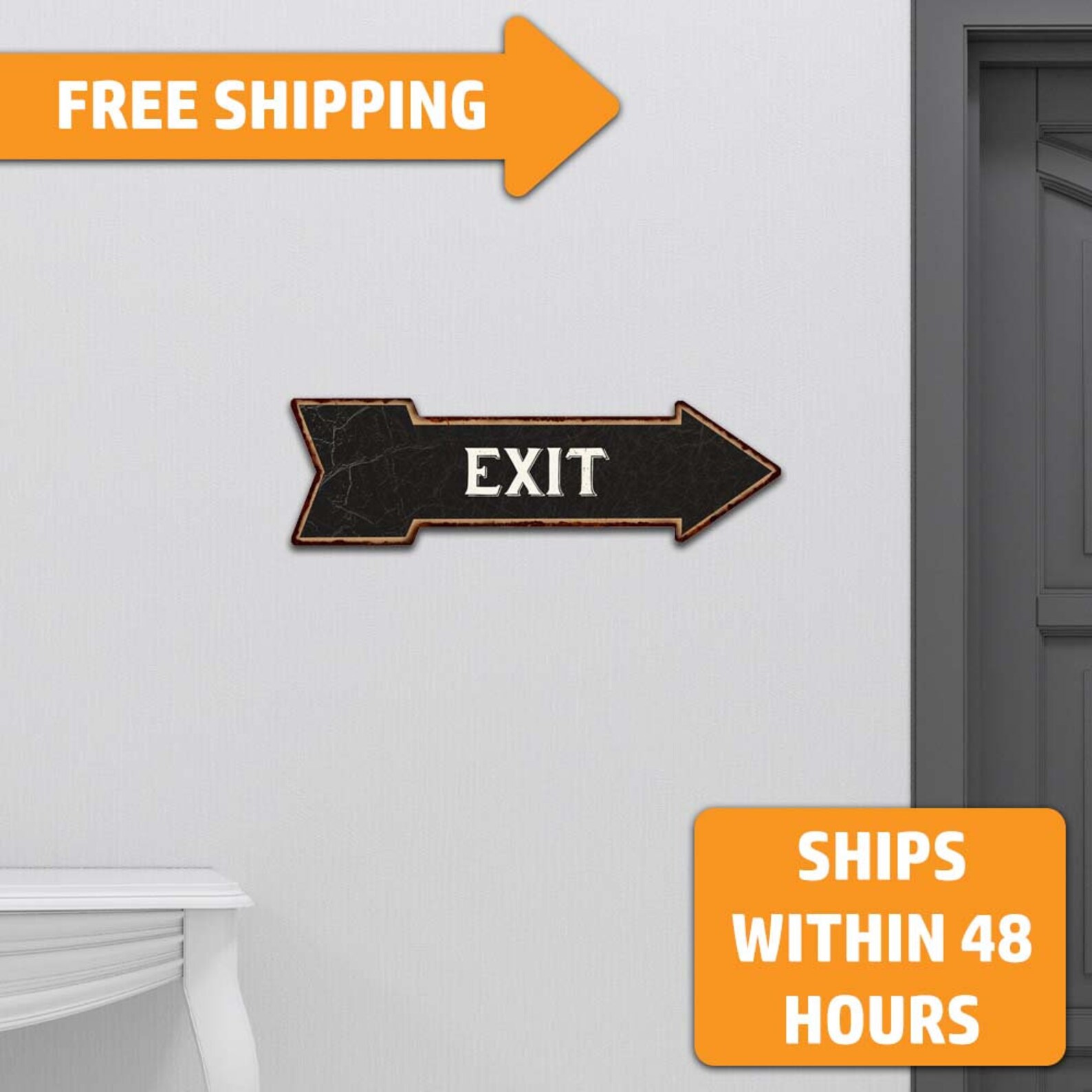 Exit Sign Exit Right Arrow Sign Vintage Looking Plaque - Etsy