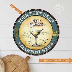 Personalized Martini Bar Sign, Home Bar Decor, Bar Decorations, Custom ...