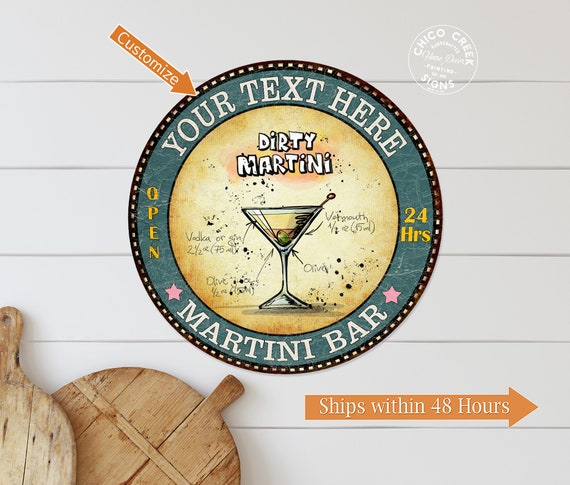 Personalized Martini Bar Sign Home Bar Decor Bar - Etsy