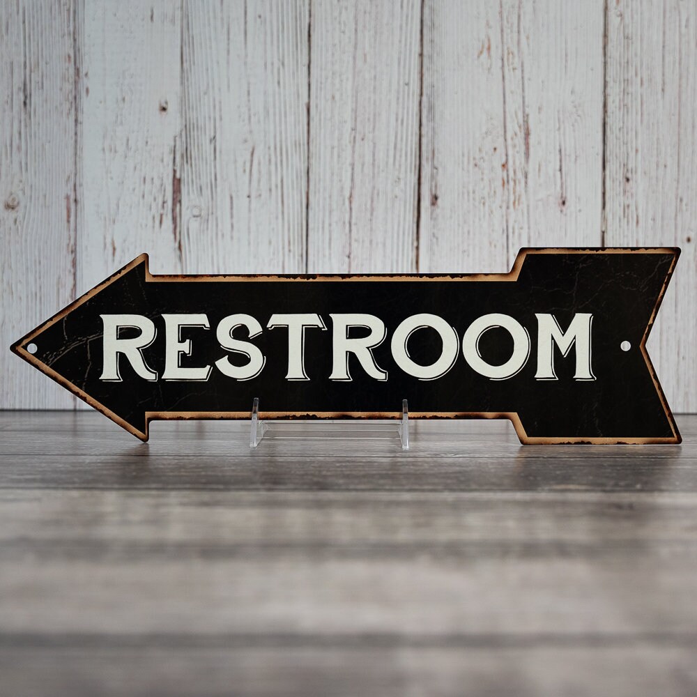 Restroom Left Arrow Sign Restroom This Way Sign Vintage - Etsy