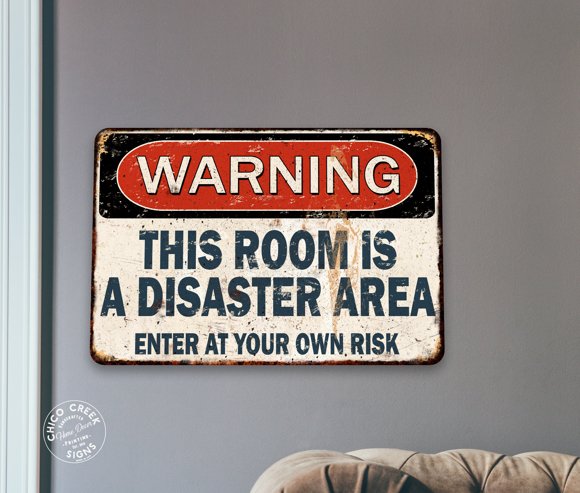 Warning This Room is a Disaster Area Sign Enter at Your Own - Etsy