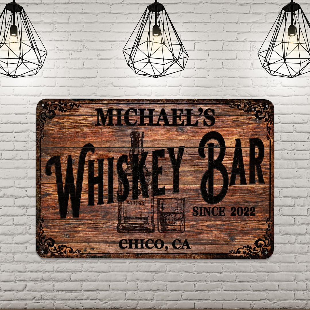 Personalized Whiskey Bar Sign, Custom Bar Sign, Bar Decor, Gift for Him ...