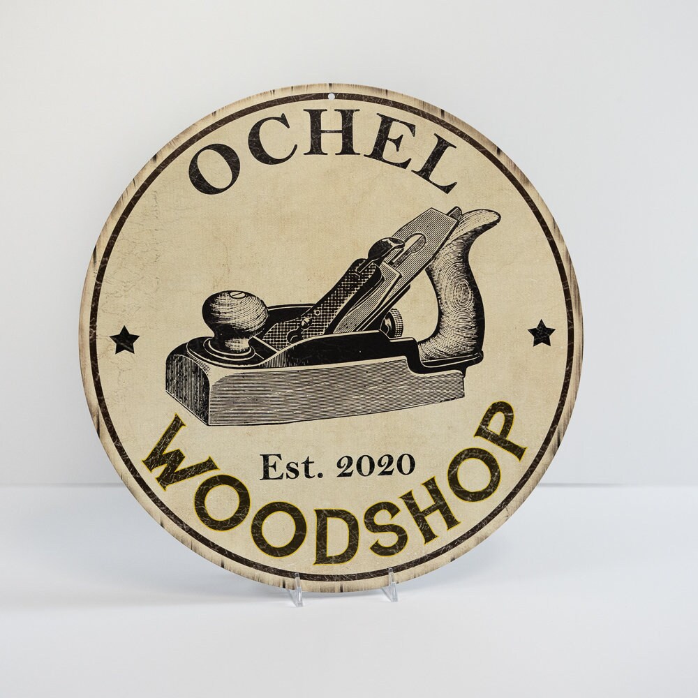 Personalized Woodshop Sign Round Metal Sign Man Cave Garage - Etsy ...
