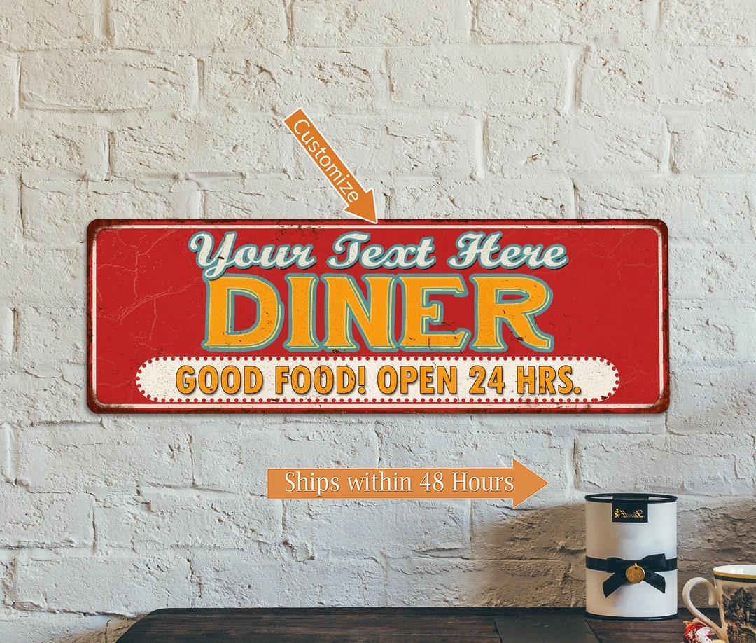 Personalized Diner Sign, Restaurant Sign, Vintage Looking Restaurant ...