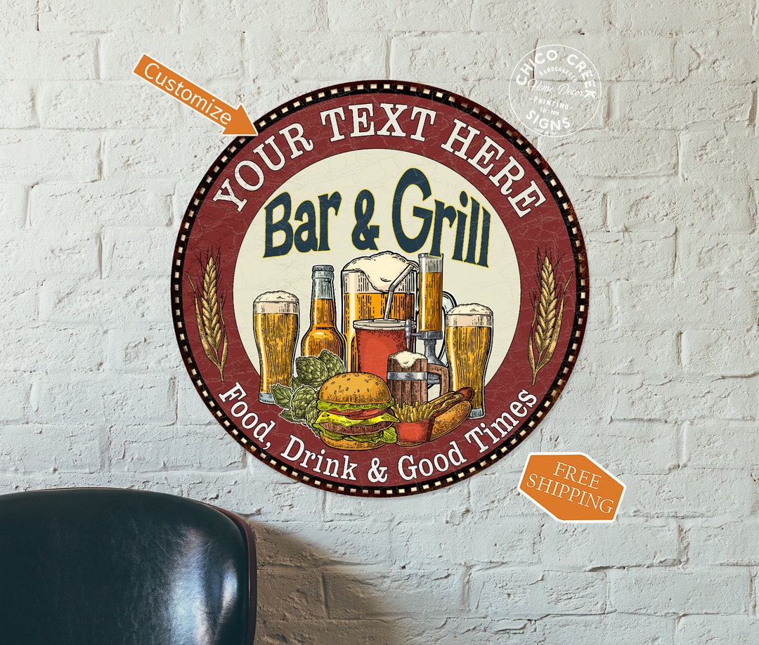 Personalized Bar and Grill Sign, Outdoor Bar, Patio Bar, Outdoor ...