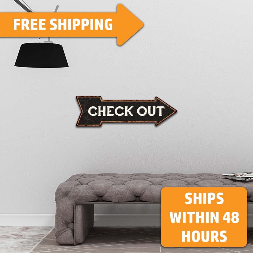 Check Out Sign, Check Out Right Arrow Sign, Vintage Looking Store Shop ...