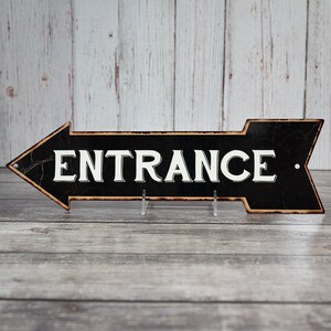 Entrance Sign, Entrance Left Arrow Sign, Vintage Looking Plaque ...