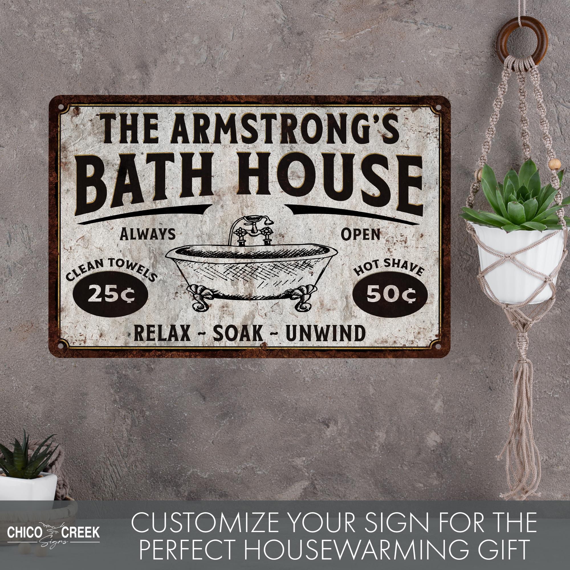 Personalized Sign, Custom Bath Sign, Bathroom Wall Decor, Wash Room ...
