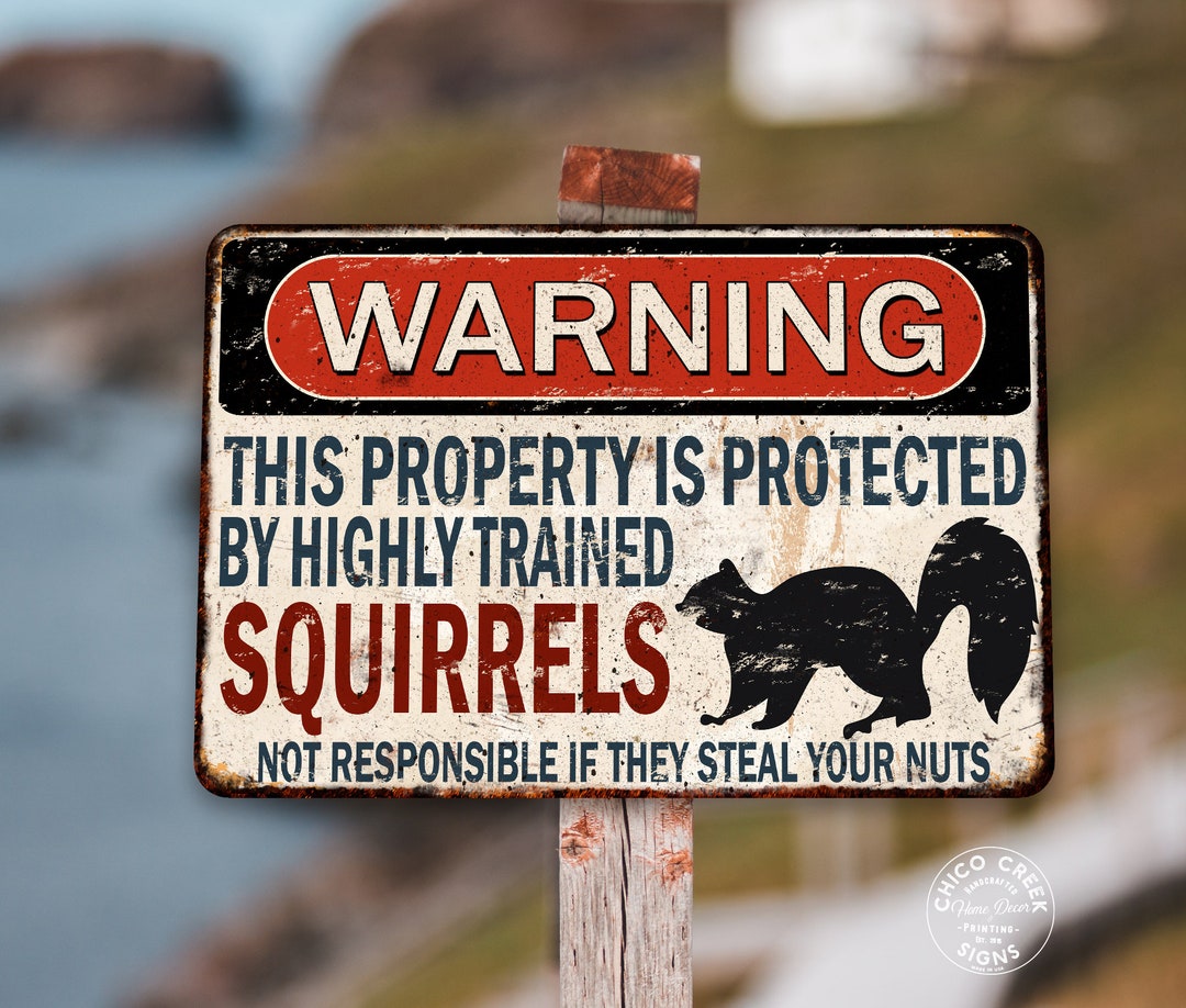 Warning Squirrels Sign Pet Rodents Sign Funny Gift Farmhouse Style ...