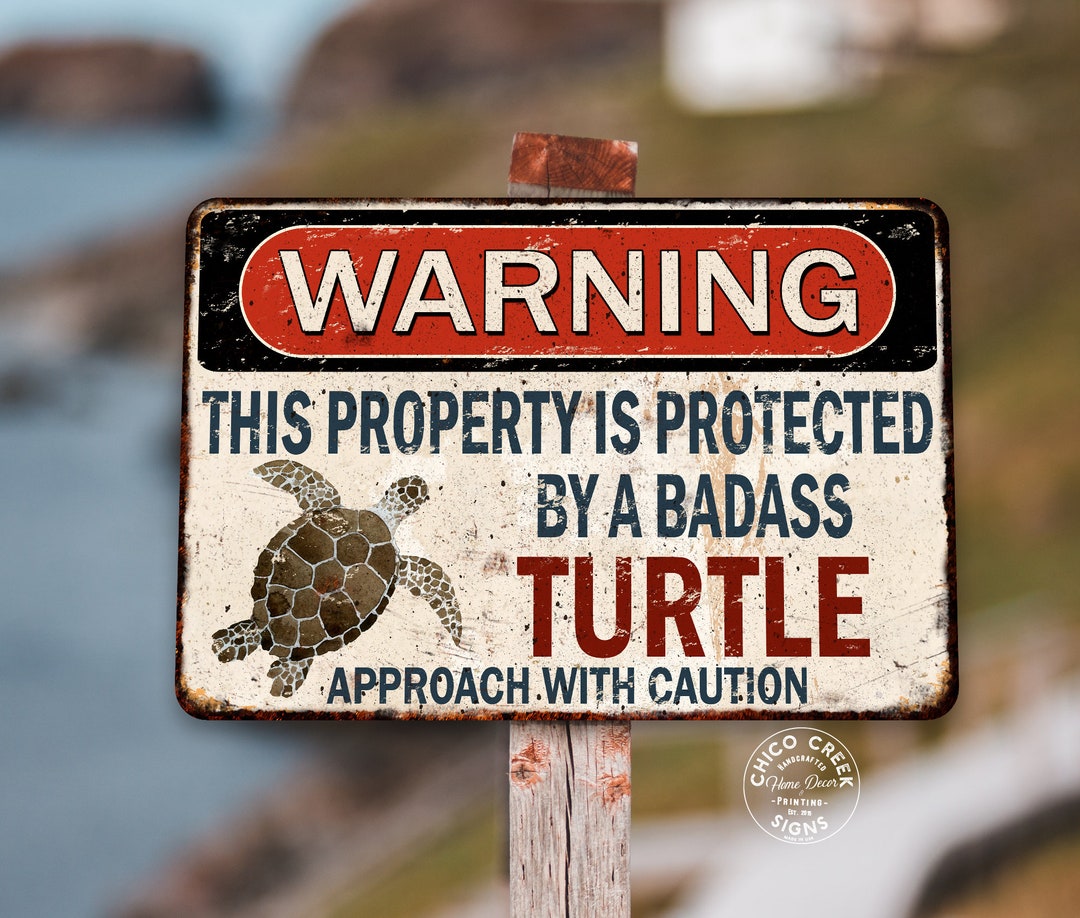 Warning Pet Turtle Sign Funny Turtle Gift Rustic Pet Decor Tortoise ...