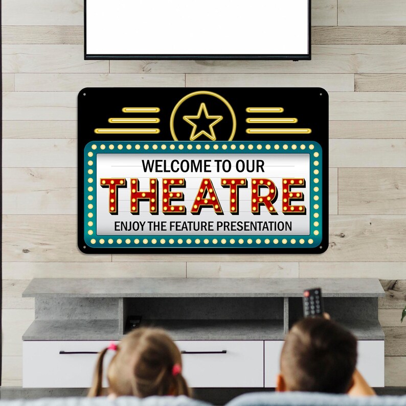 Welcome to Our Theater Sign, Movie Room Sign, Movie Theater Sign ...