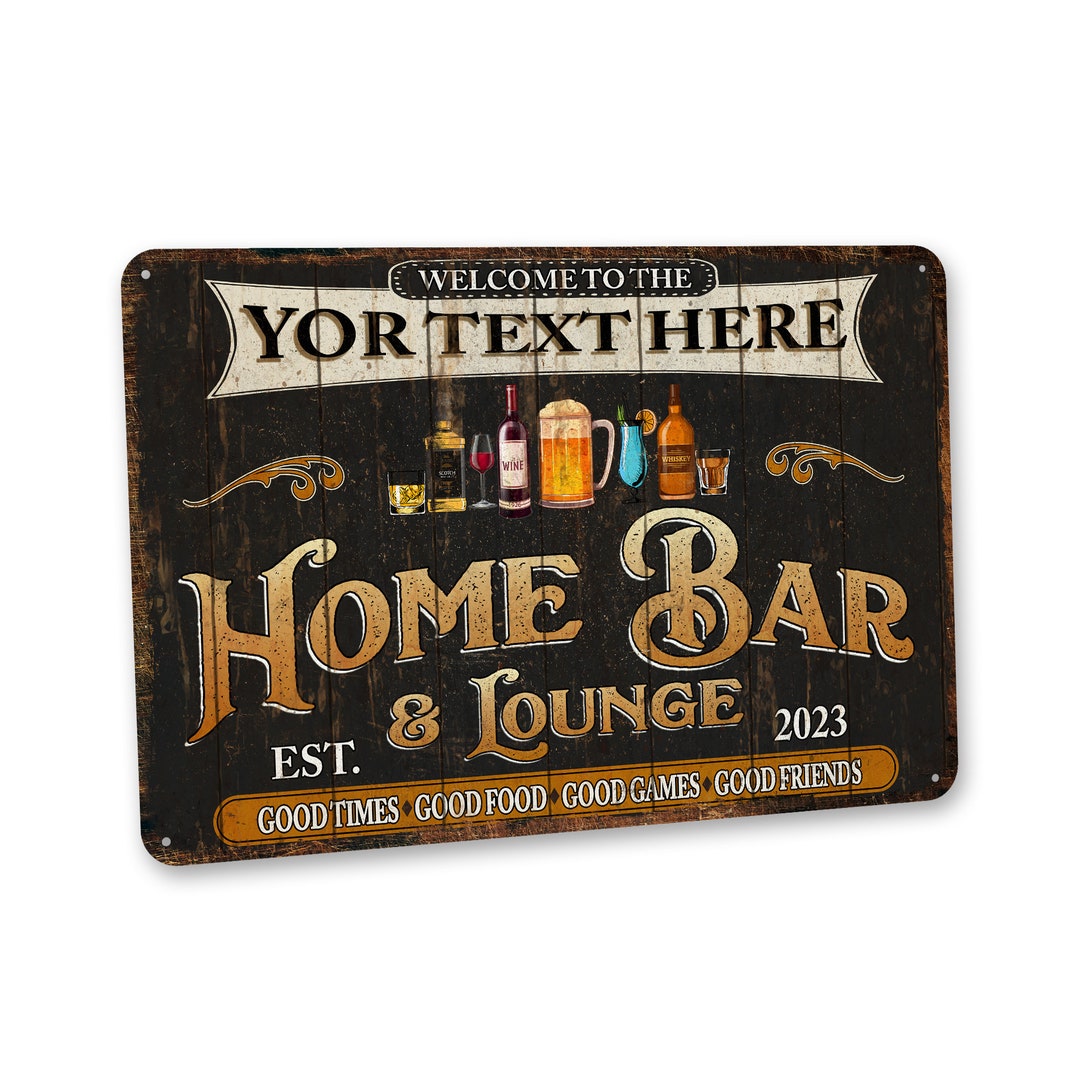 Home Bar & Lounge Sign Personalized Sign Home Bar Decor Outdoor Bar ...