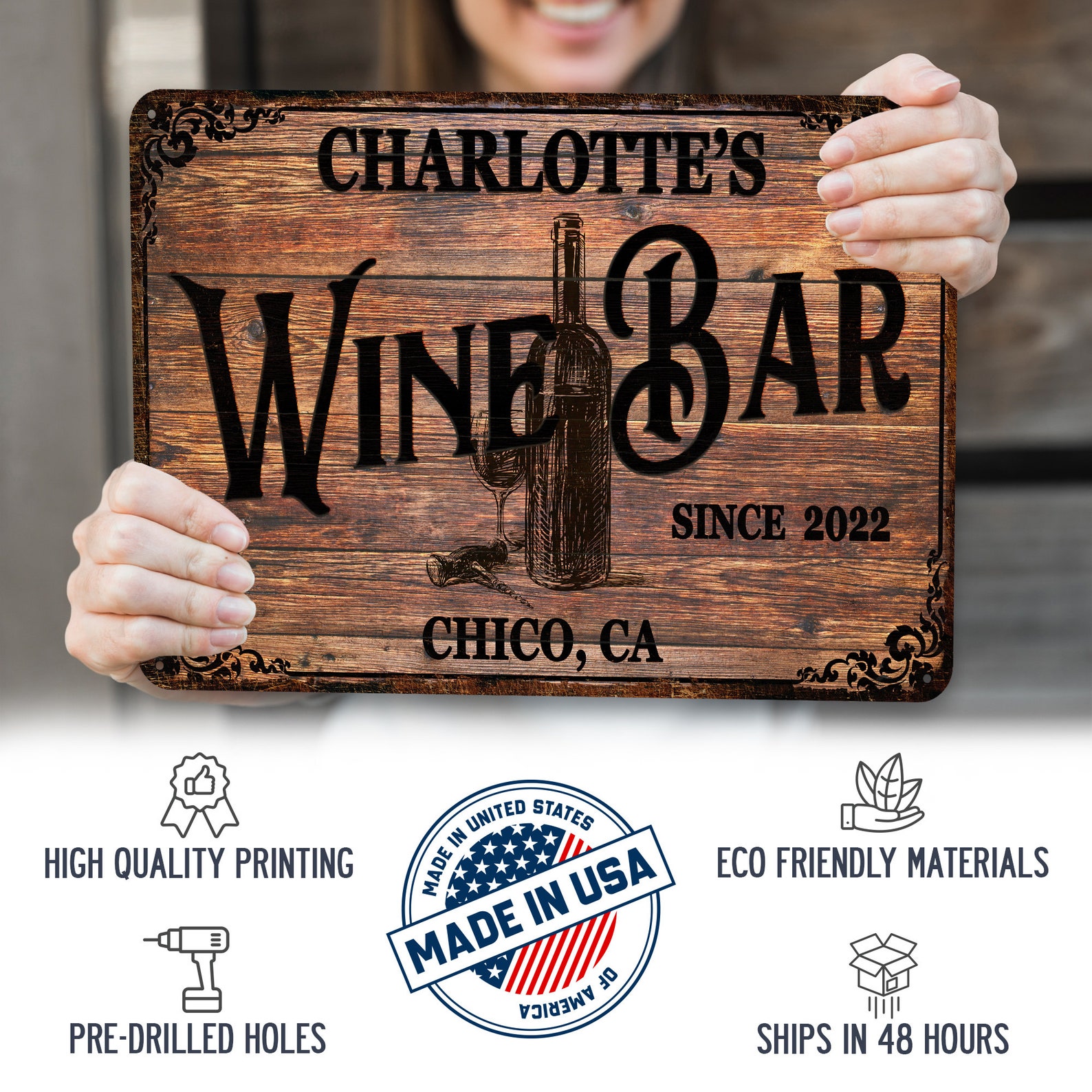 Wine Bar Sign, Personalized Signs, Wine Gifts, Wine Bar Decor, Custom ...