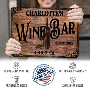Wine Bar Sign, Personalized Signs, Wine Gifts, Wine Bar Decor, Custom ...