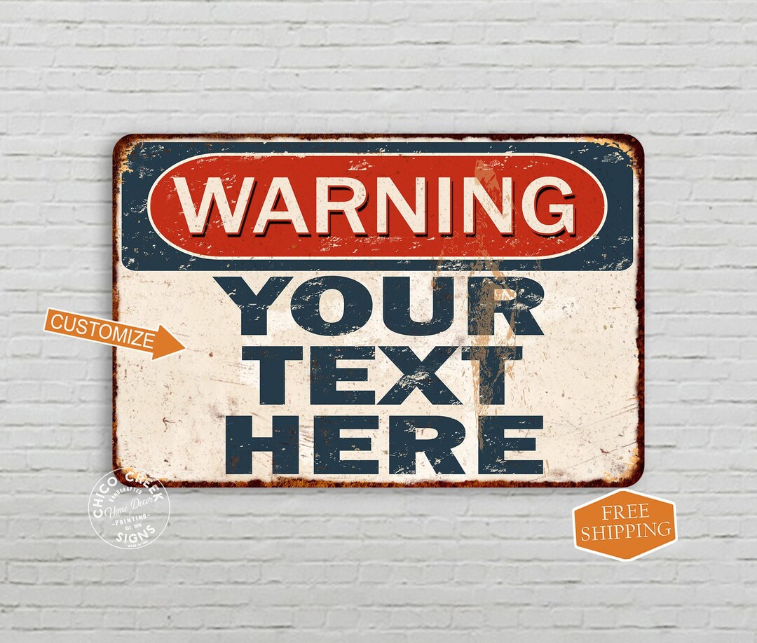 Personalized Warning Sign Distressed Beware Sign Metal Sign Garage Shop ...