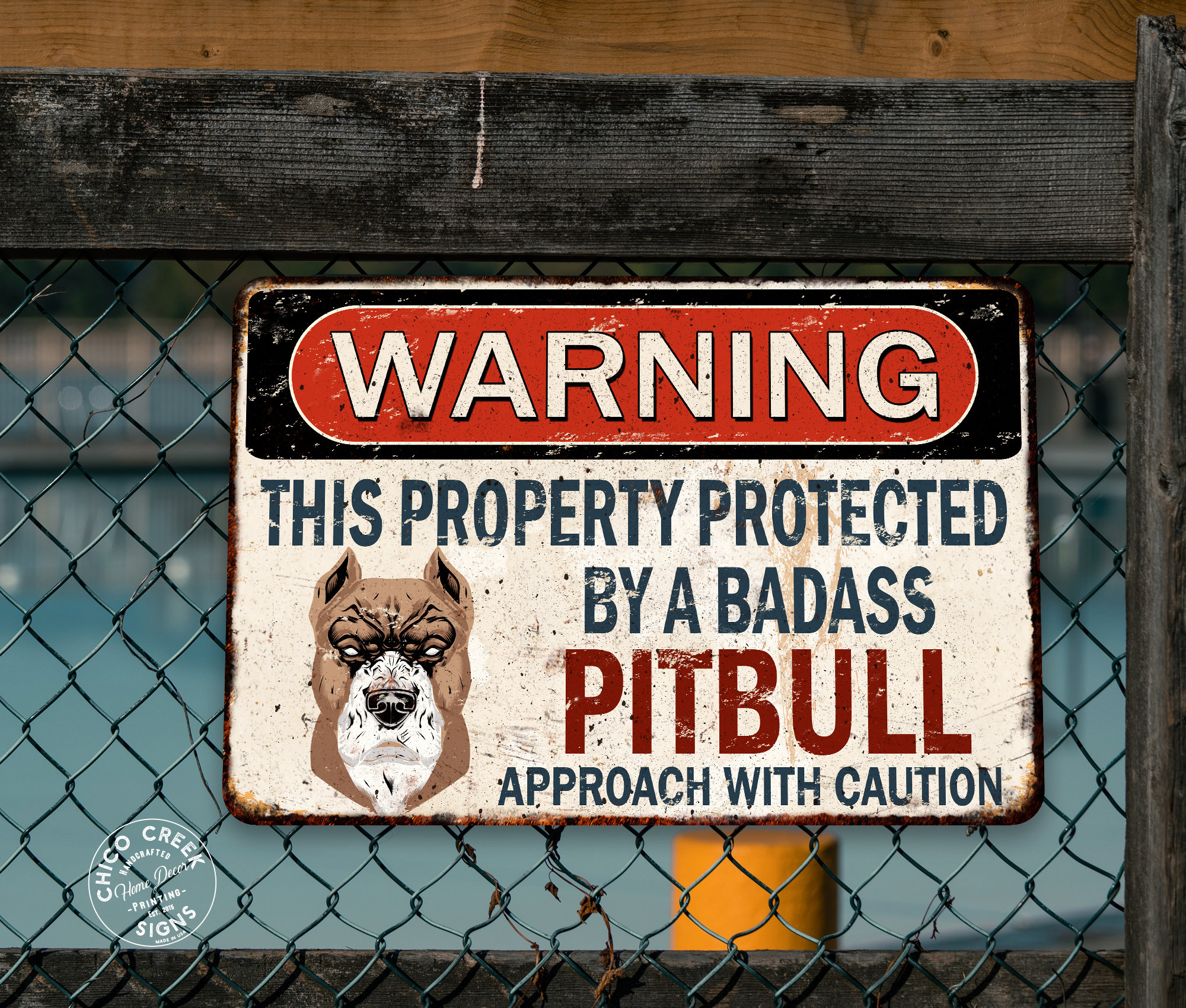Pitbull Guard Dog Signs
