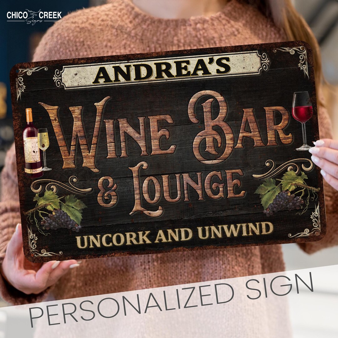 Personalized Wine Bar Sign Wine Bar Decor Basement Wine Lounge She Shed ...