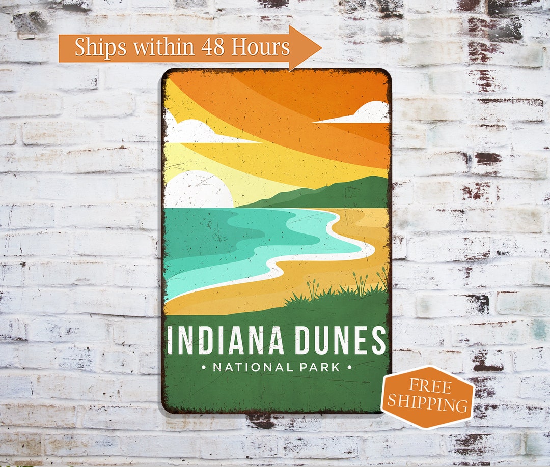 Indiana Dunes National Park Sign, Rustic Looking Wall Decor, Cabin ...