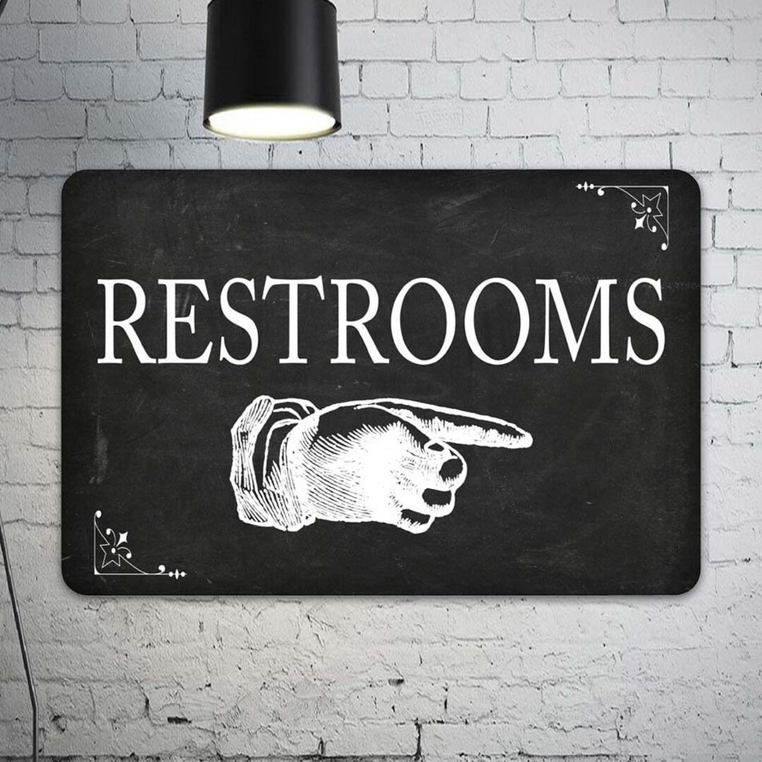 Restrooms Right Arrow Sign, Restaurant Sign, Cafe Diner Wall Decor ...